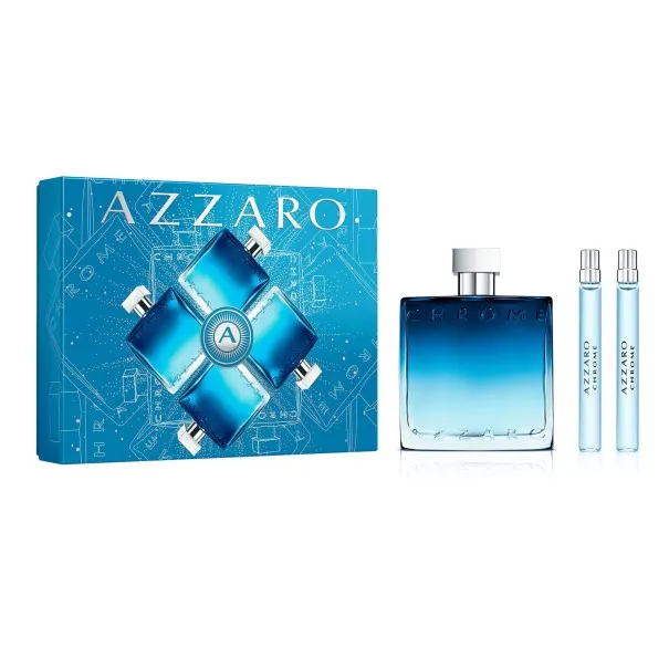 AZZARO CHROME 3 PCS SET Pour Homme: 100ML EAU DE PARFUM + 10ML EAU DE