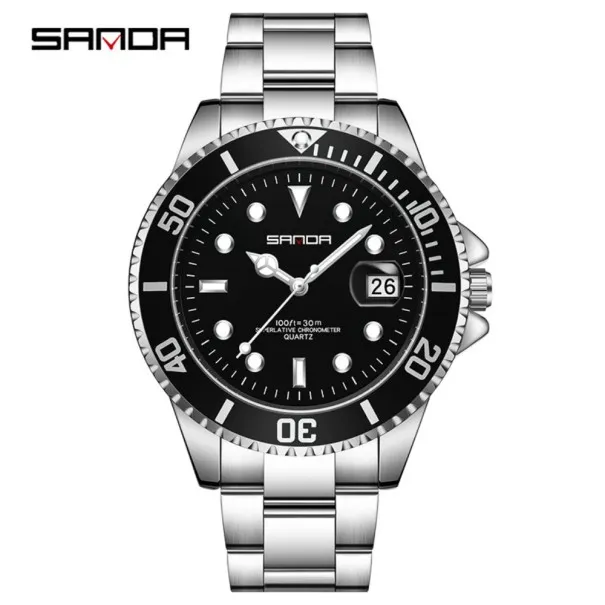 Montre Homme SANDA 7035 Couleur bracelet Argent Couleur Fond vert
