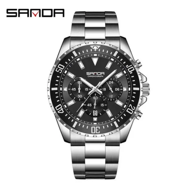 Montre Homme SANDA 5306 Couleur Fond Noir Couleur bracelet Argent